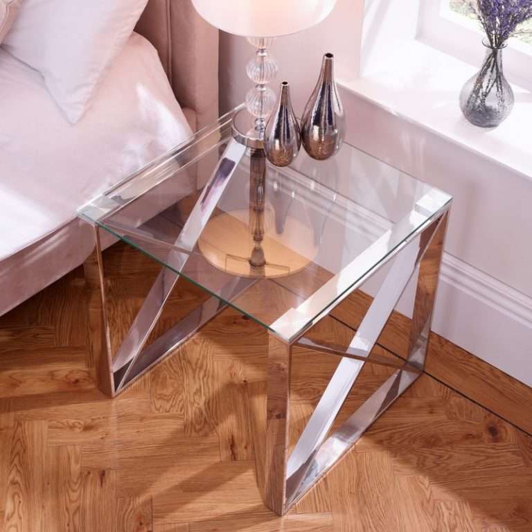 Hector 3 Drawer Glass Bedside Table